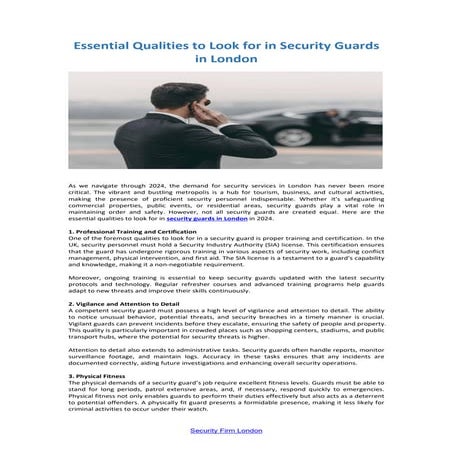 Essential Qualities to Look for in Security Guards in London | PDF