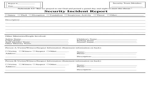 Security Guard Incident Report Template
