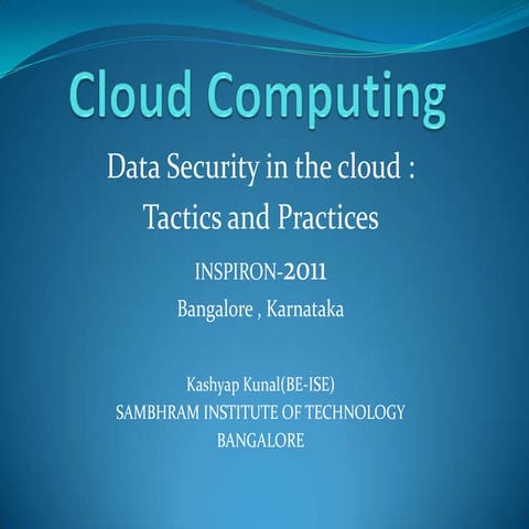 Security In Cloud Computing Kashyap Kunal Pptx