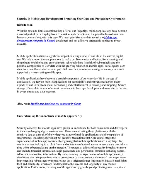 Security In Mobile App Development Protecting User Data And Preventing Cyberattacksediteddocx