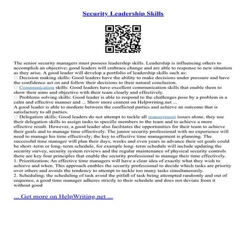 Security Leadership Skills | PDF