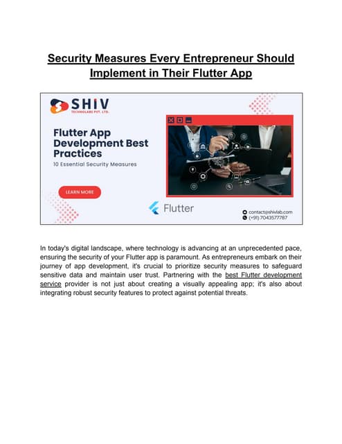 Flutter App Development Best Practices 10 Essential Security Measures