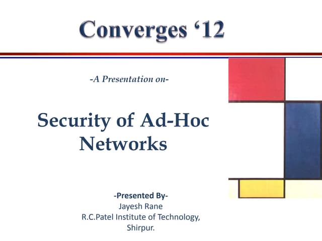 Security Of Ad Hoc Networks Pptx Computer Networking Computing