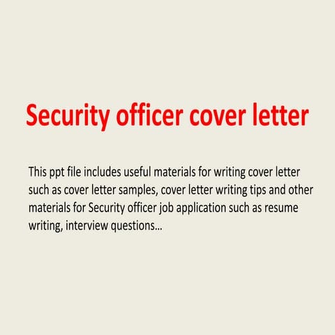 Security officer cover letter | PPTX