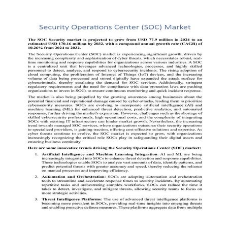 Security Operations Center (SOC) Market Dynamics: Global Growth and ...