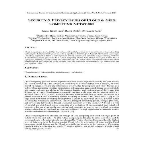 Security And Privacy Issues Of Cloud And Grid Computing Networks Pdf