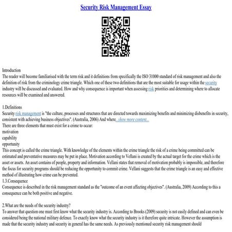 Security Risk Management Essay | PPT
