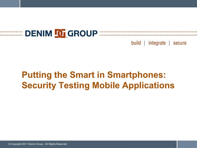 Security Testing Mobile Applications Ppt