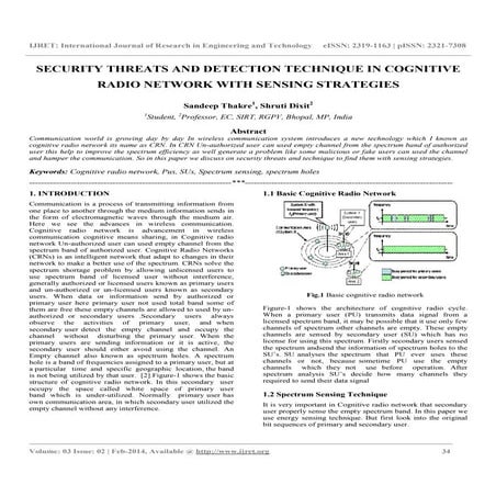 Security threats and detection technique in cognitive | PDF | Computer Networking | Computing