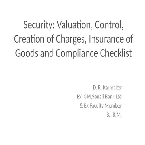 Security Valuation Control for Banking Sector | PPT