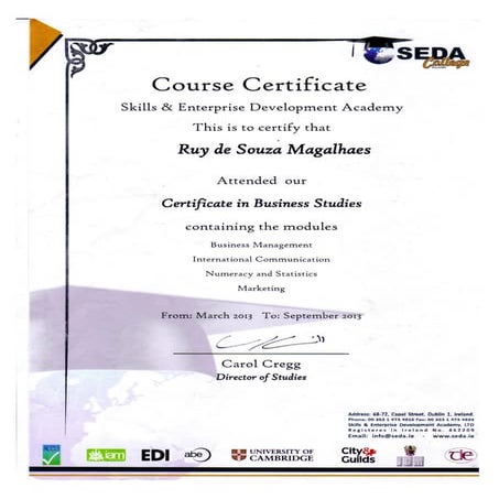 Business Management certificate | PDF