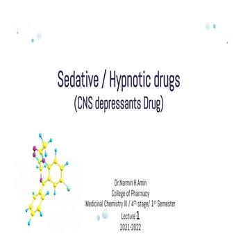 Sedative and hypnotic Drugs/ Medicinal Chemistry III (Part One) | PDF