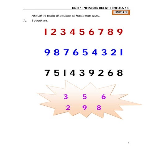 Modul Numerasi Murid Tahun 1-Nombor Bulat Hingga 10 | PDF