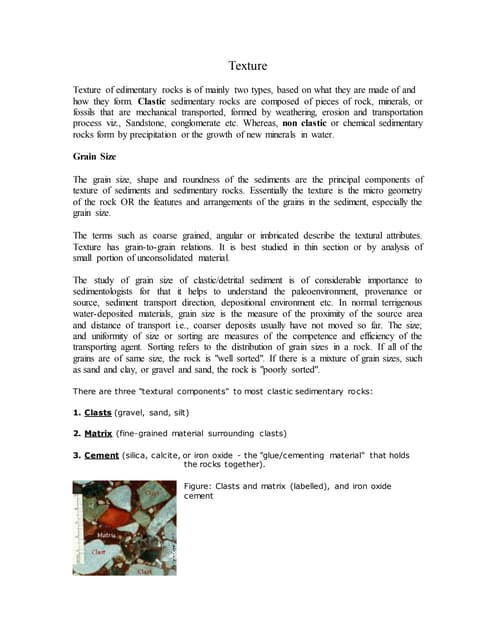 TEXTURES OF SEDIMENTARY ROCKS | PPTX