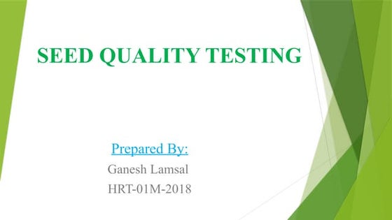 Seed Testing for Germination | PPTX