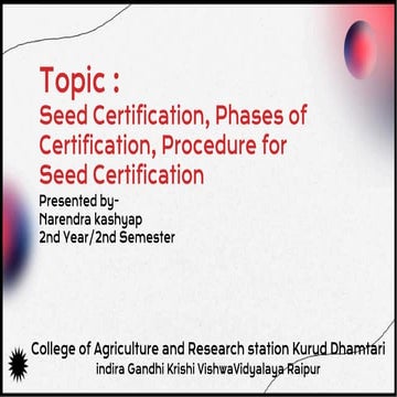 Seed Certification Phase and Procedure for Certification | PDF