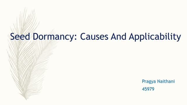 Seed dormancy (Plant Physiology) | PPTX
