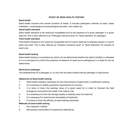 Seed health testing | PDF