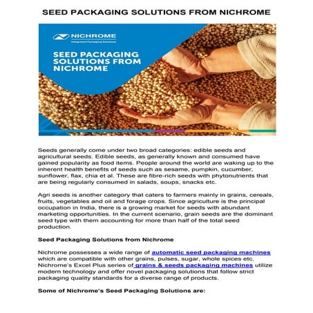 SEED PACKAGING SOLUTIONS FROM NICHROME | PDF