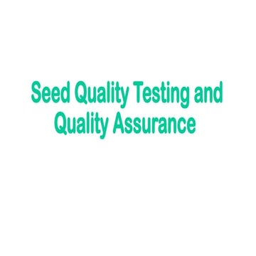 Seed Physical purity & germination tests | PDF