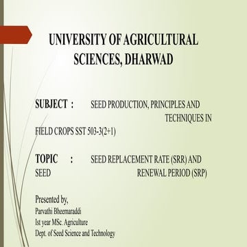 seed replacement rate.pptx agriculture seed science and technology | PPTX