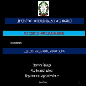 Seed screening, grading and packing | PDF