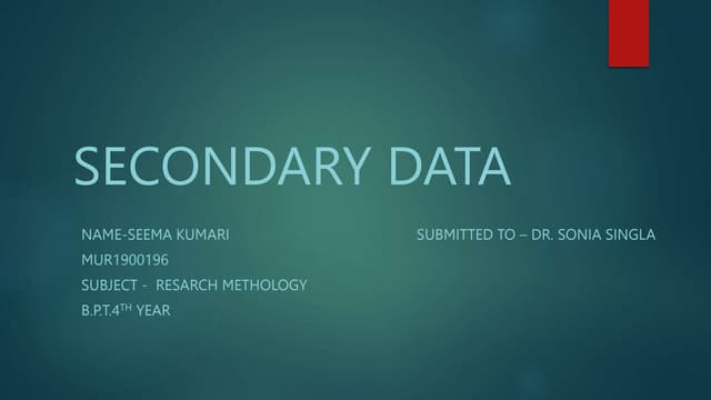 Primary & Secondary Data | PDF