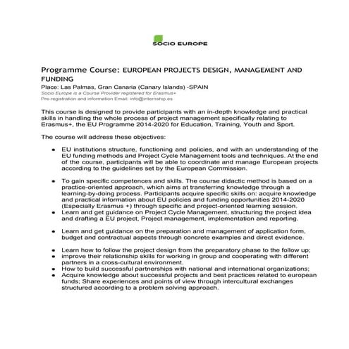 Erasmus+ course: “European Project Planning” | PDF