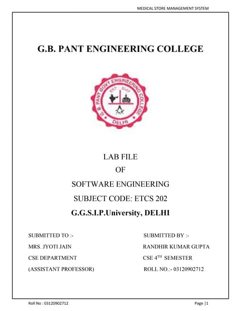 MEDICAL STORE MANAGEMENT SYSTEM | PPT