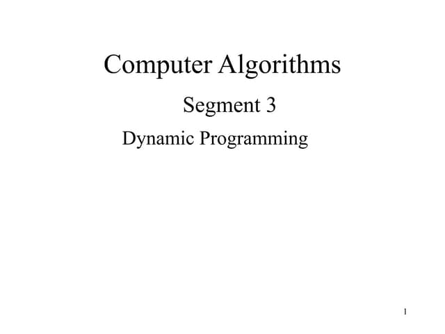 Computer Algorithm Dynamic Programming Pdf