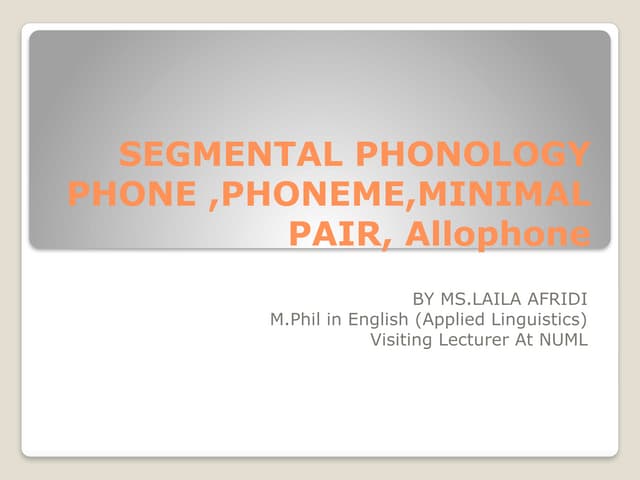 Minimal pairs and minimal sets in Phonology | PPTX