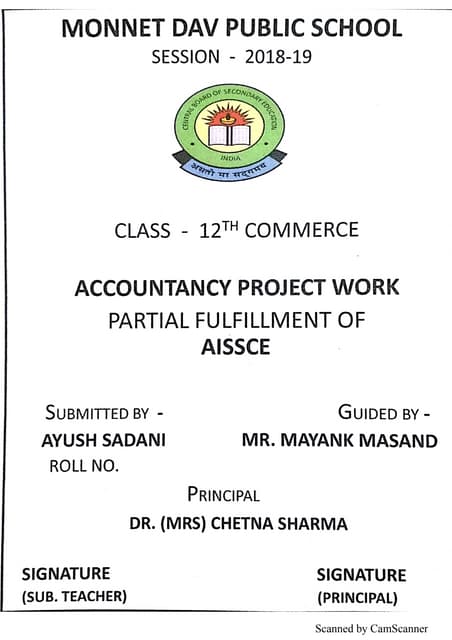 Accountancy project class 11th (cbse board) | PDF | Technology & Computing