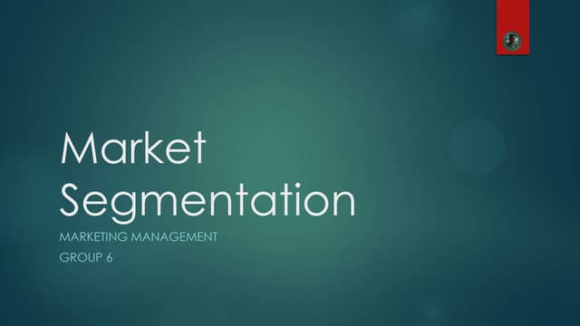 Market Segmentation PPT | PPTX