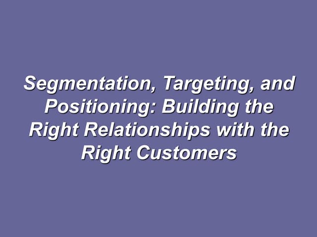 Segmentation / Targeting / Positioning | PDF
