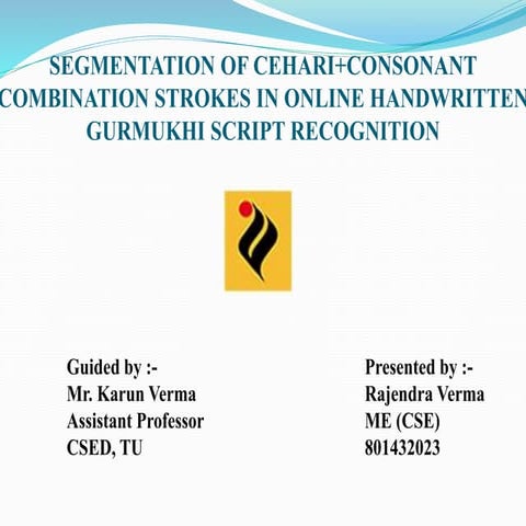 Segmentation And Recognition Of Handwritten Gurmukhi Script Pptx Web Development Internet