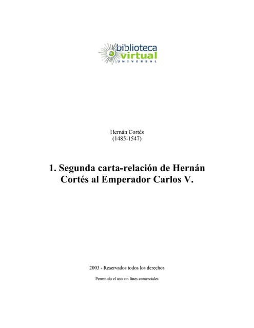 IDIOMAS. Fragmento de la Quinta Carta de Relación de Hernan Cortés | DOCX