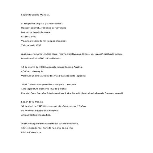Vocabulario tema 10 II WW y consecuencias | DOC