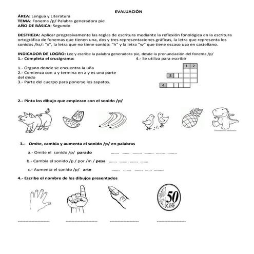 Segundo año evaluaciones lengua ii parte | PDF