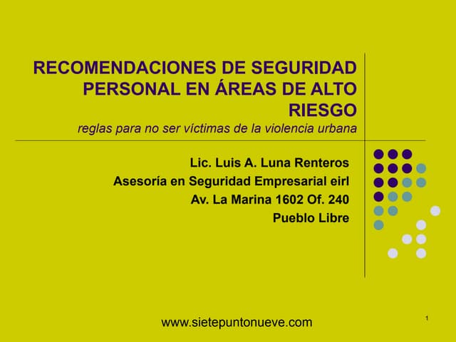 SEGURIDAD PERSONAL | PPS | Crime & Harmful Acts to Individuals, Society & Human Right Violations ...