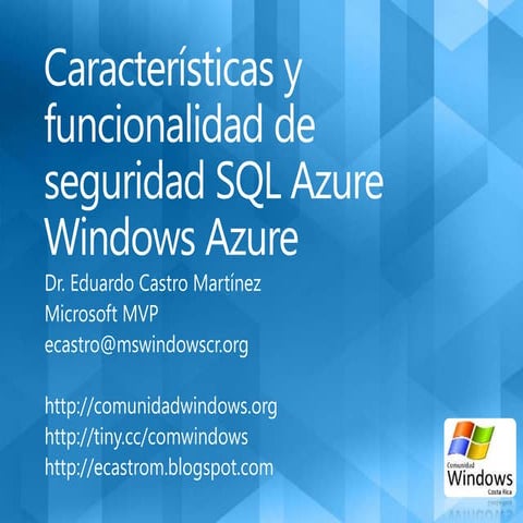 Seguridad en SQL Azure Windows azure | PPT