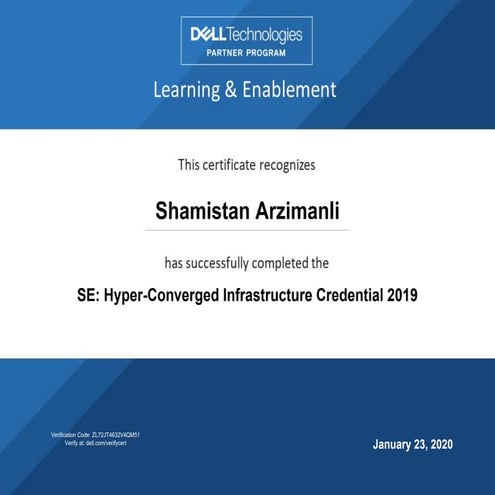 hyper converged infrastructure credential 2019 certificate | PDF