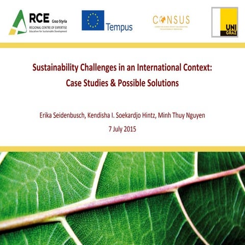 Sustainability Challenges in an International Context: Case studies ...
