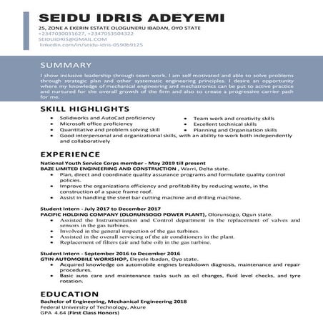 Seidu idris resume | PDF