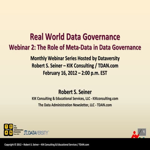 Real-World Data Governance: The Role of Meta-Data in Data Governance ...
