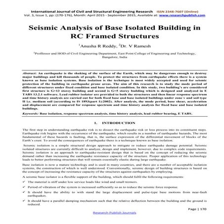 Seismic analysis of base isolated building in rc framed structures 1868 | PDF | Civil ...
