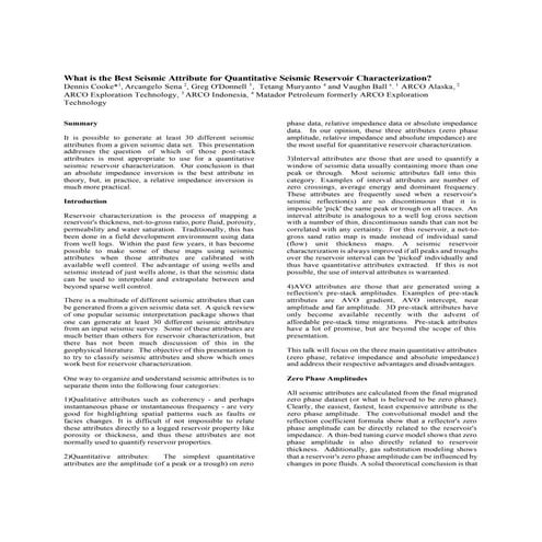 Seismic attributes | PDF