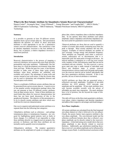 Seismic attribute analysis using complex trace analysis | PPTX