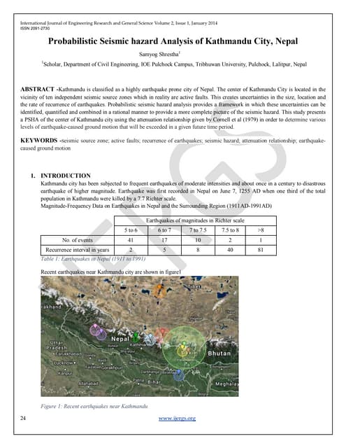 Probabilistic Seismic Hazard Analysis Of Dehradun City , Uttrakhand | PDF | Geography | Science