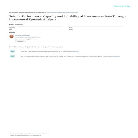 Seismic performance, capacity and reliability of structures as seen through incremental dynamic ...