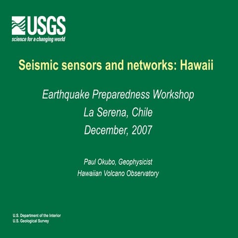Seismic sensors & networks paul okubo | PPT